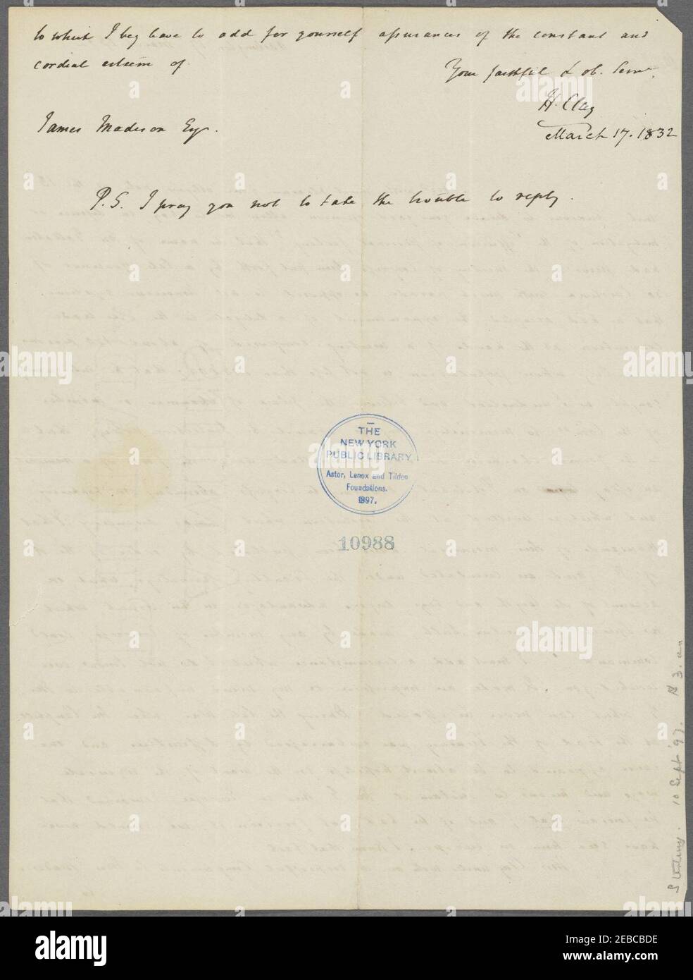 Letter from Henry Clay Stock Photo - Alamy