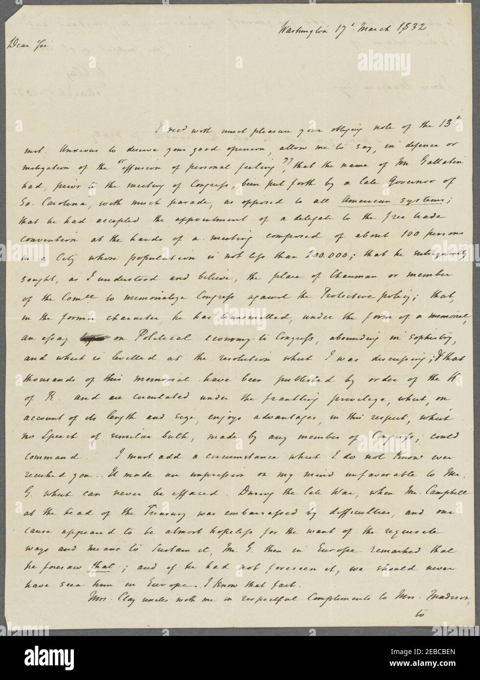 Letter from Henry Clay Stock Photo - Alamy