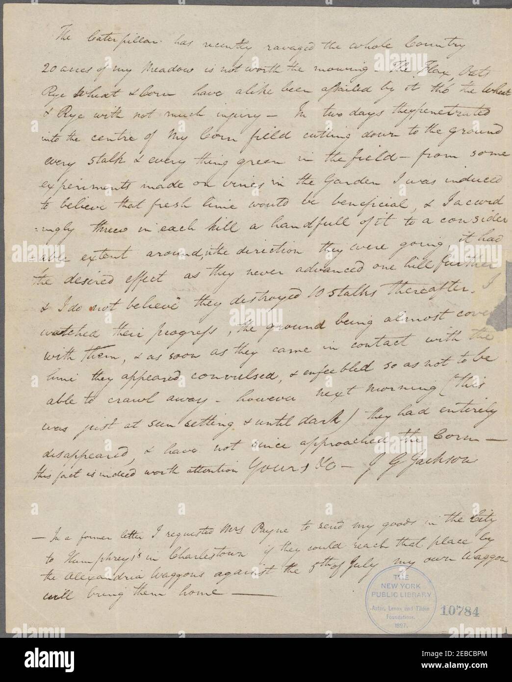 Letter from James G. Jackson Stock Photo - Alamy