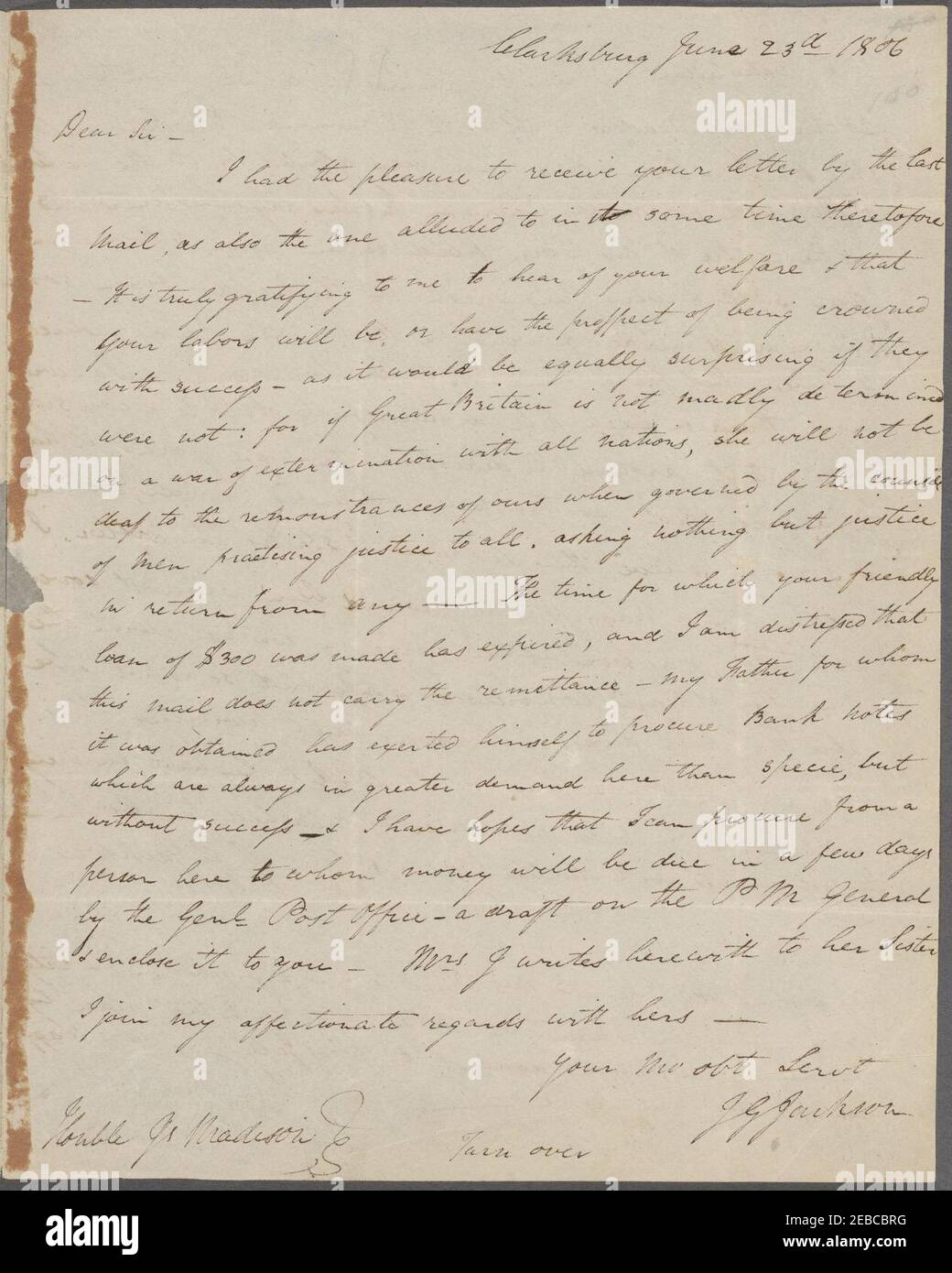 Letter from James G. Jackson Stock Photo - Alamy