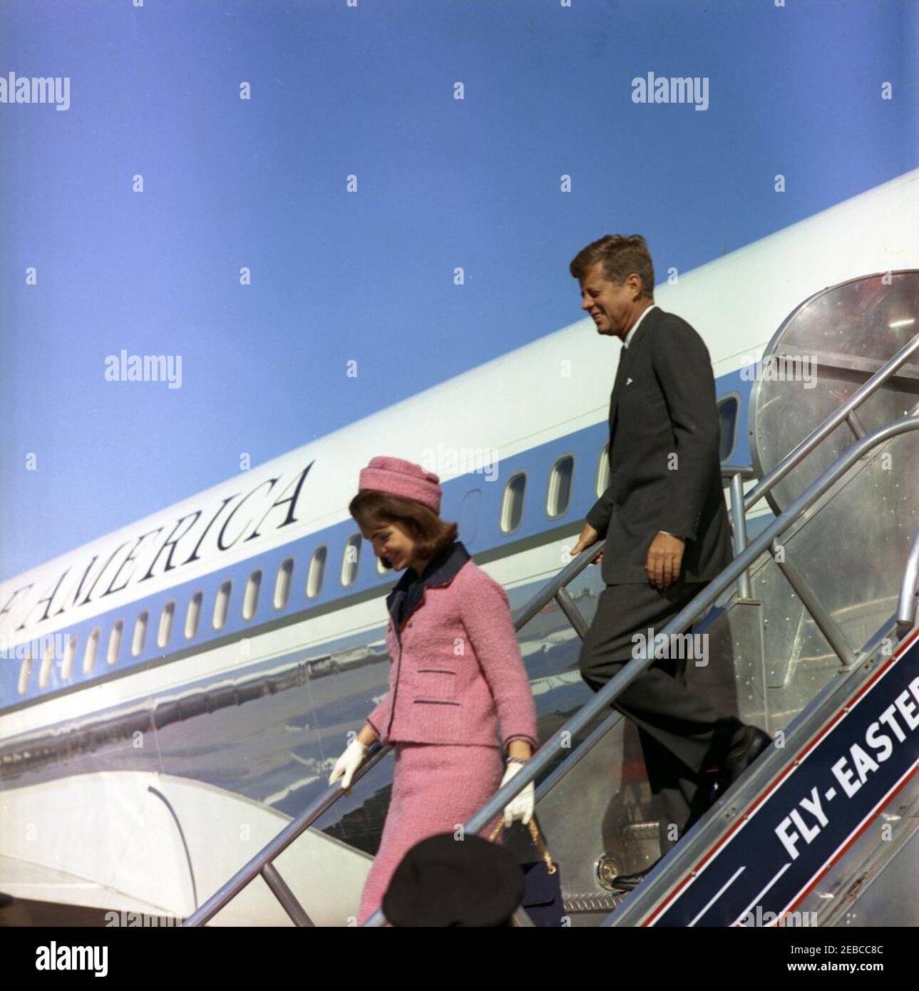 Trip to Texas: Dallas, Arrival at Love Field, motorcade. President John ...