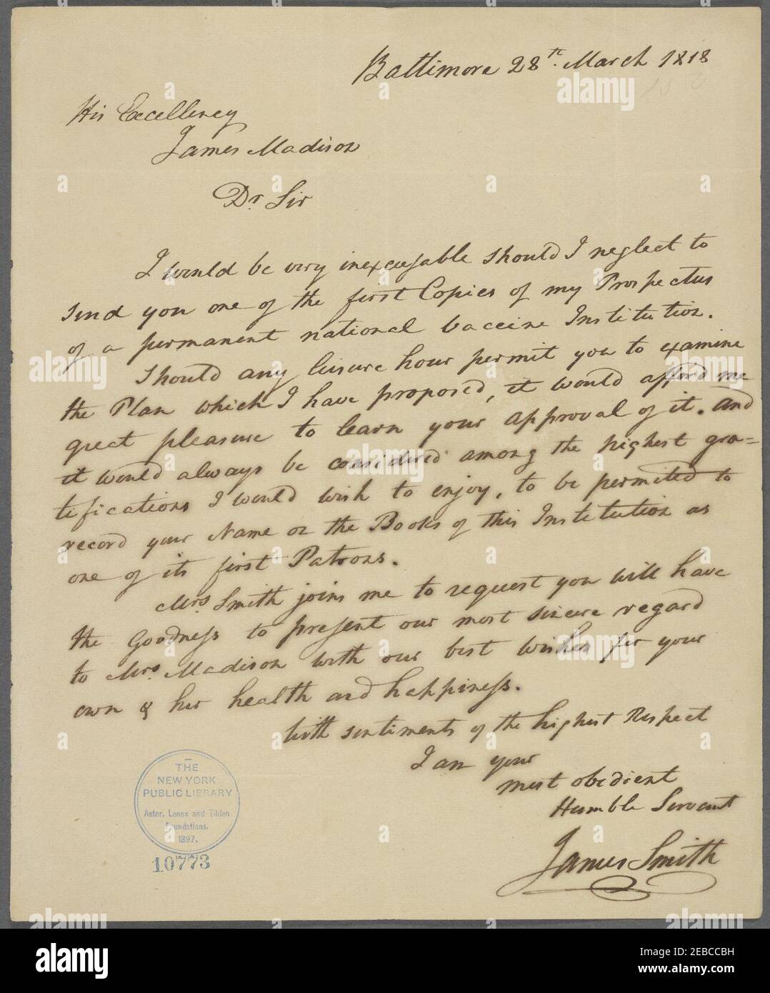 Letter from James Smith Stock Photo - Alamy