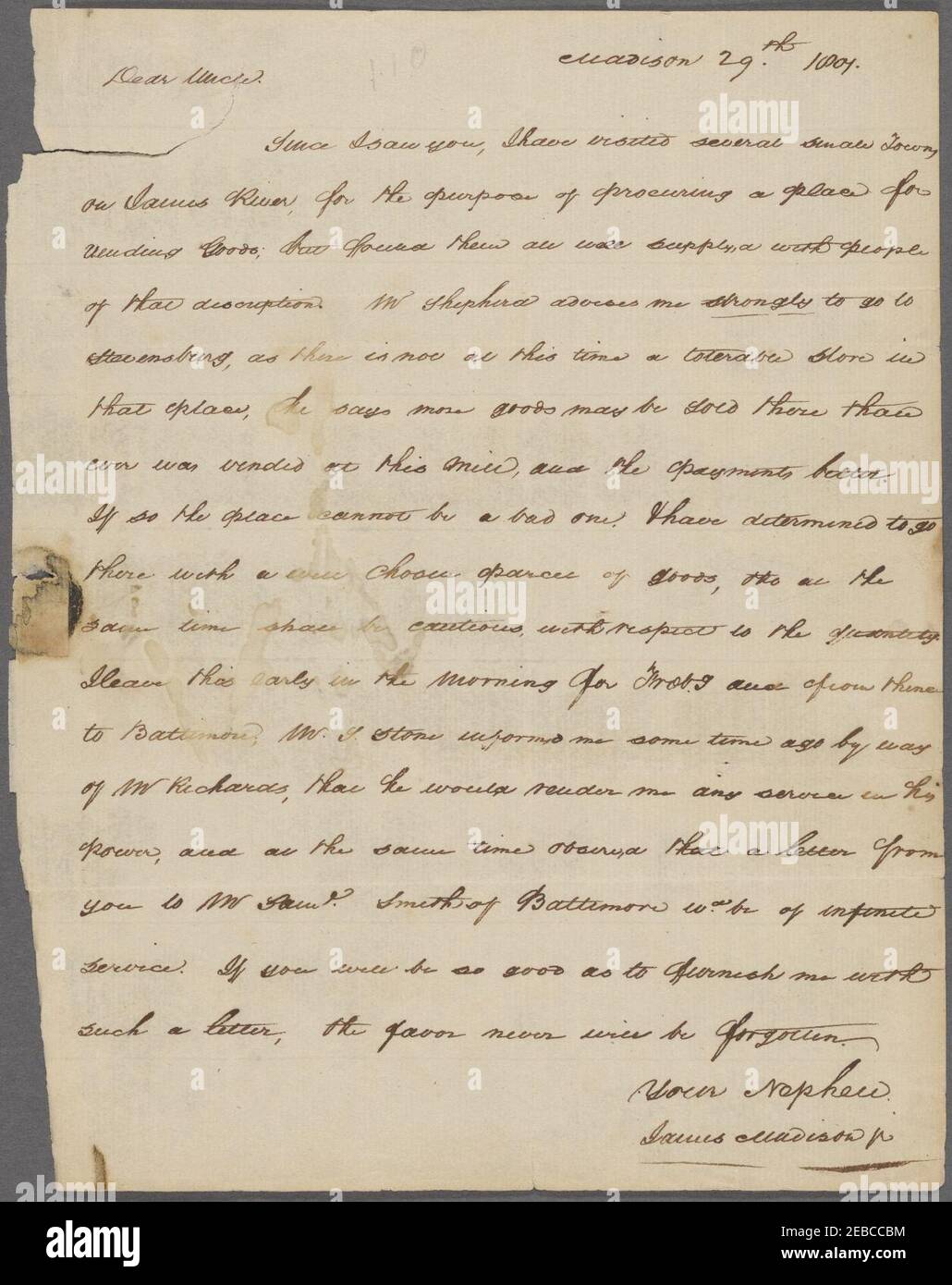 Letter from James Madison, Jr Stock Photo - Alamy