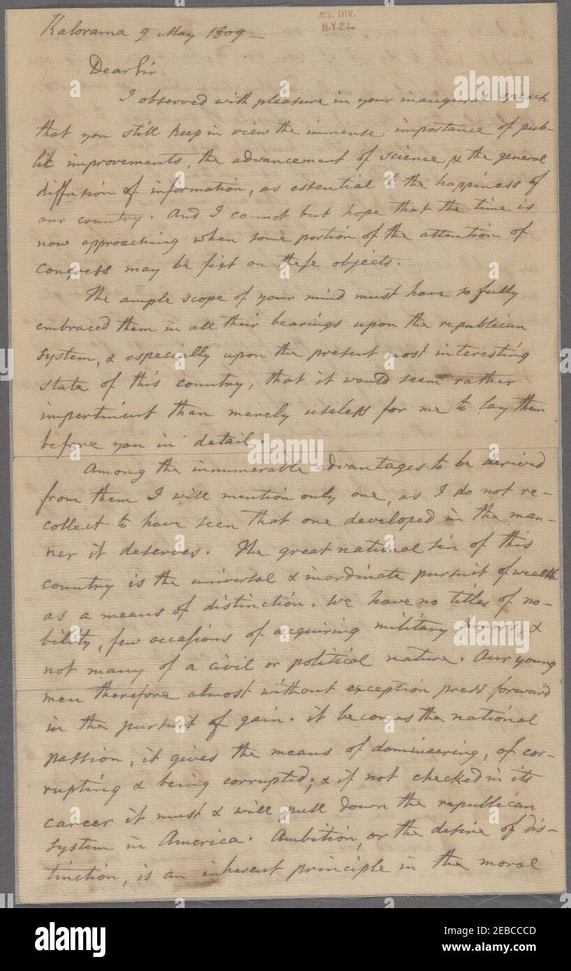 Letter from Joel Barlow Stock Photo - Alamy