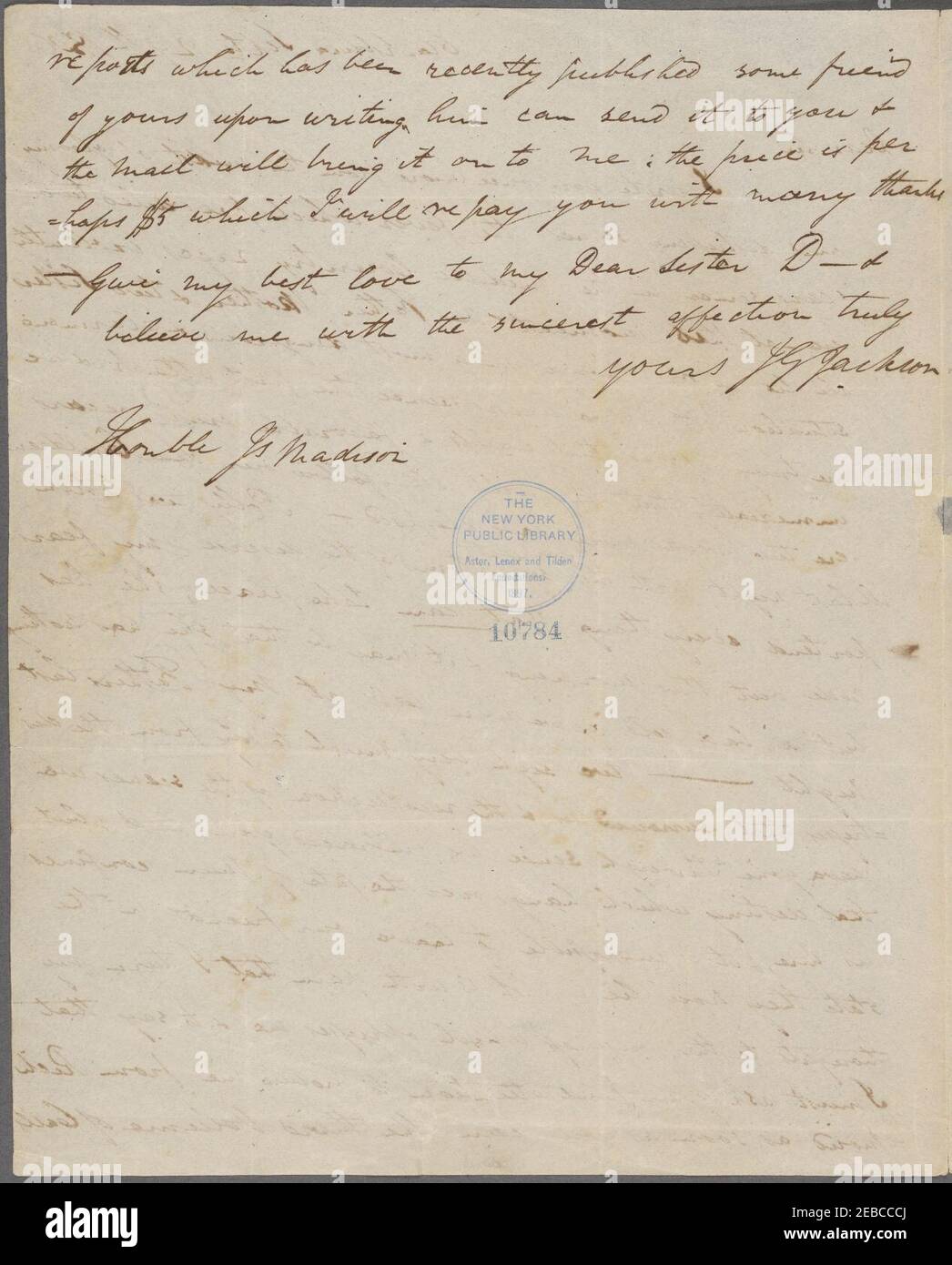 Letter from James G. Jackson Stock Photo - Alamy