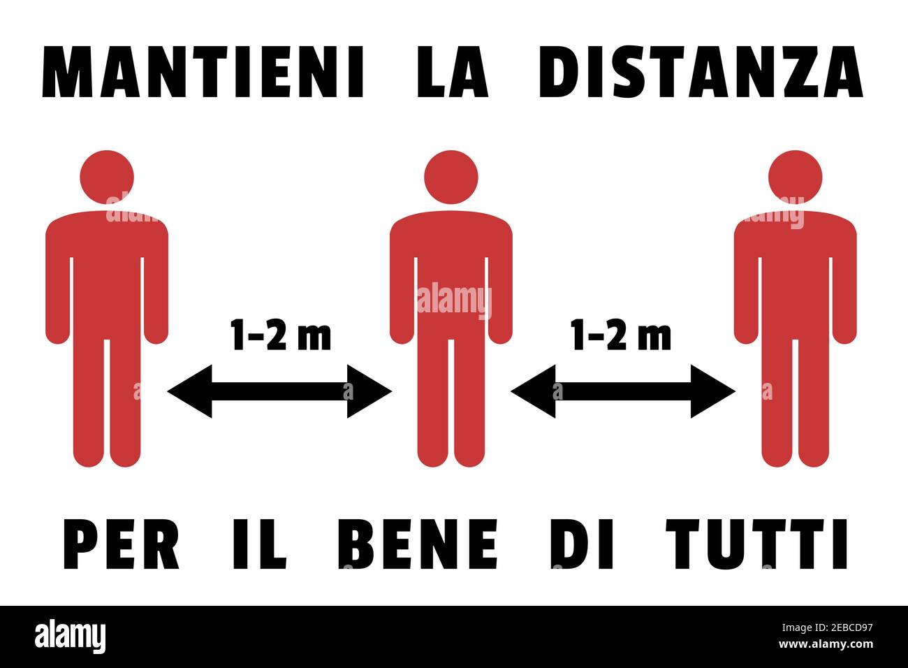 Italian language social distancing sign vector. Mantieni la distanza ...