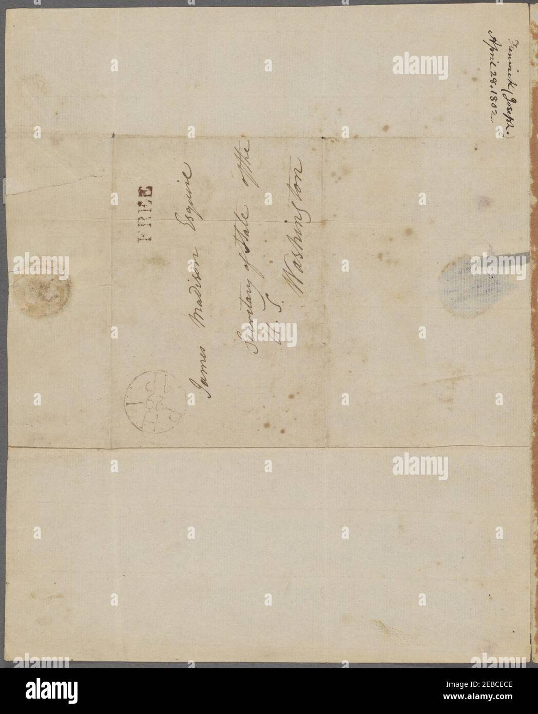 Letter from Joseph Fenwick Stock Photo - Alamy