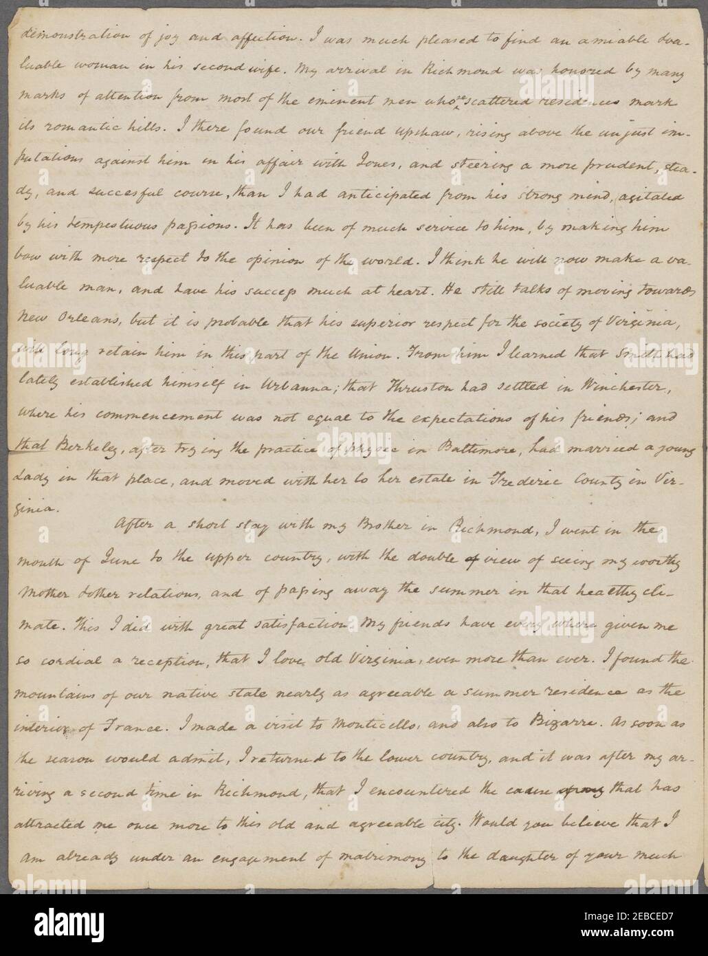 Letter from Joseph C. Cabell Stock Photo - Alamy