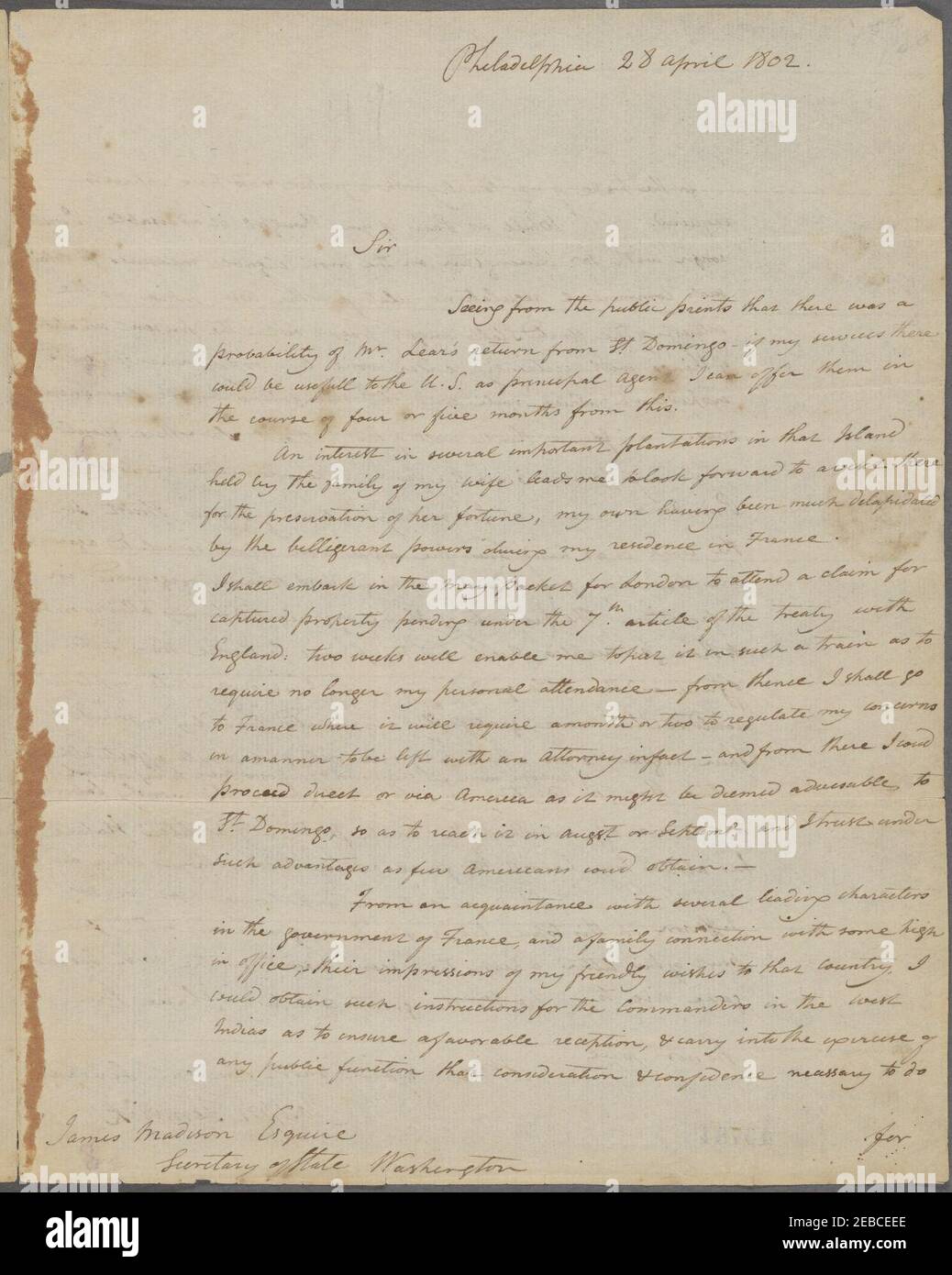 Letter from Joseph Fenwick Stock Photo - Alamy