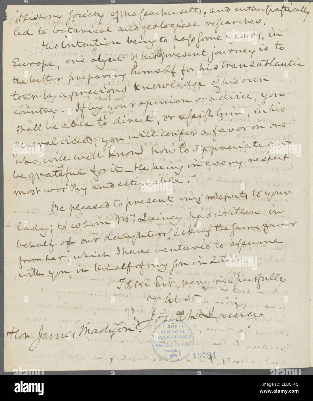 Letter from Josiah Quincy Stock Photo - Alamy