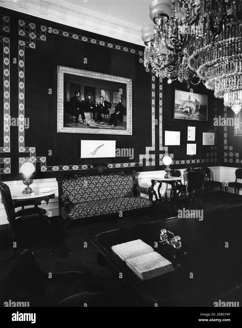 First Lady Jacqueline Kennedy (JBK) opens the refurbished Treaty Room ...