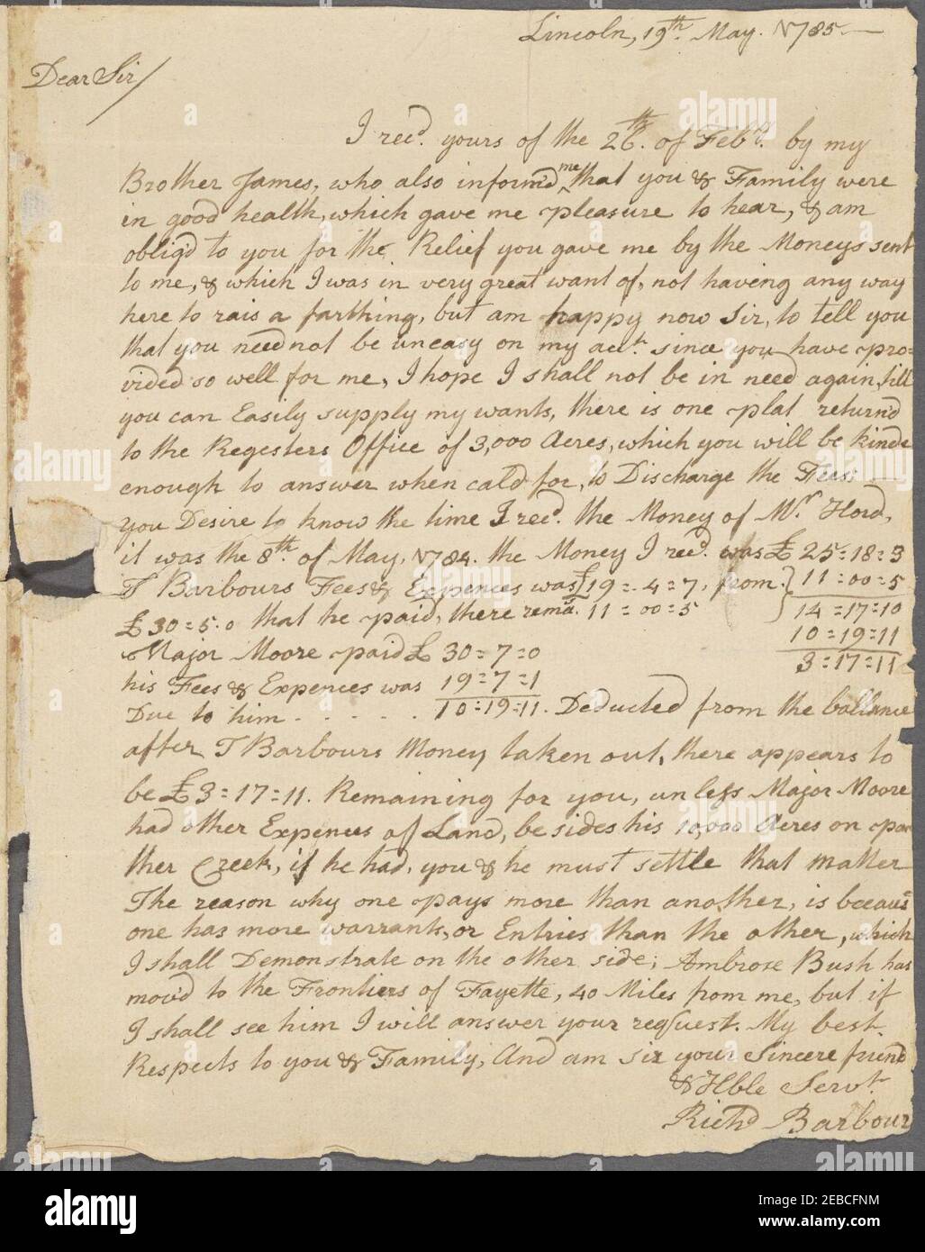 Letter from Richard Barbour Stock Photo - Alamy