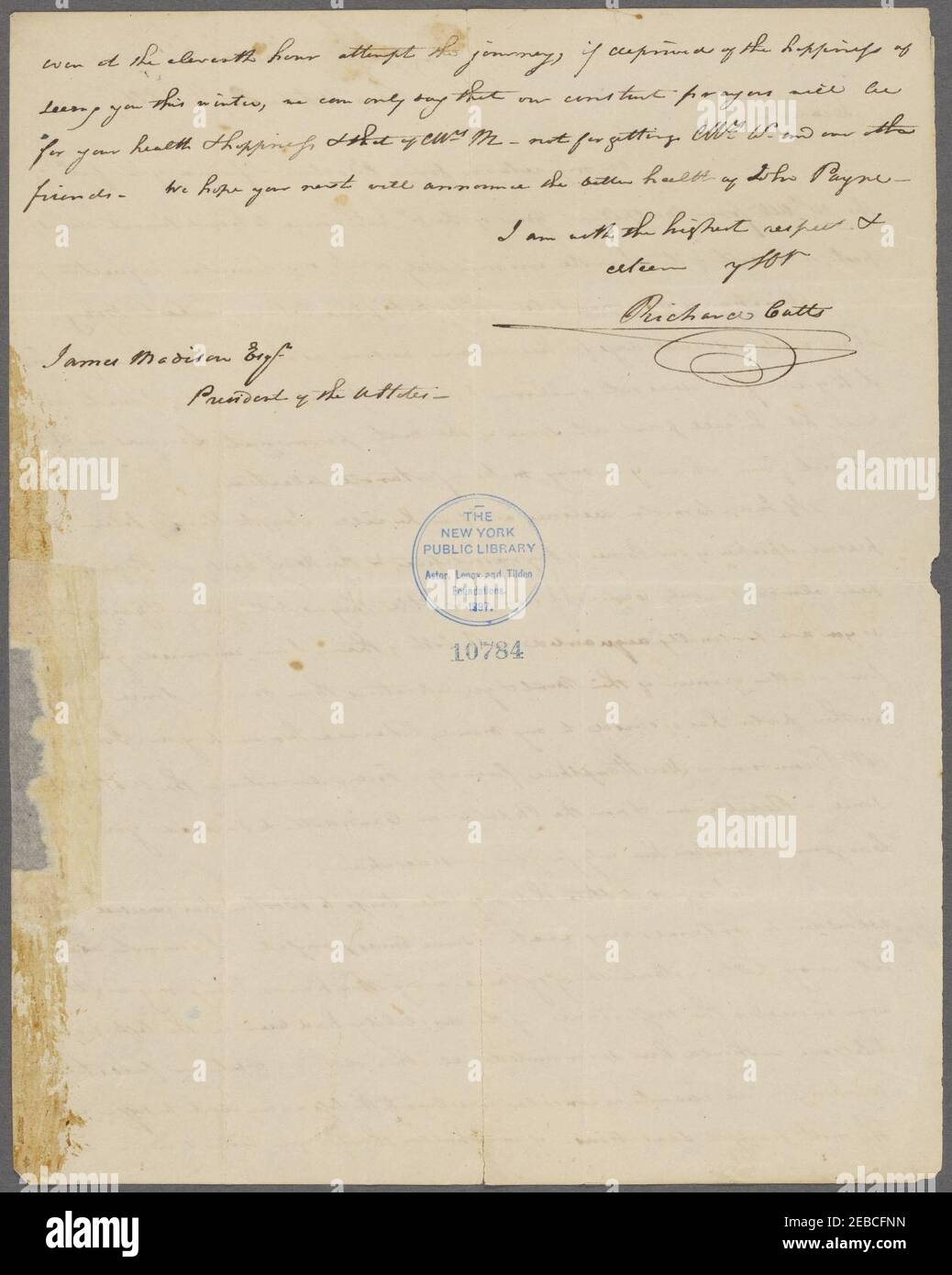 Letter from Richard Cutts Stock Photo - Alamy