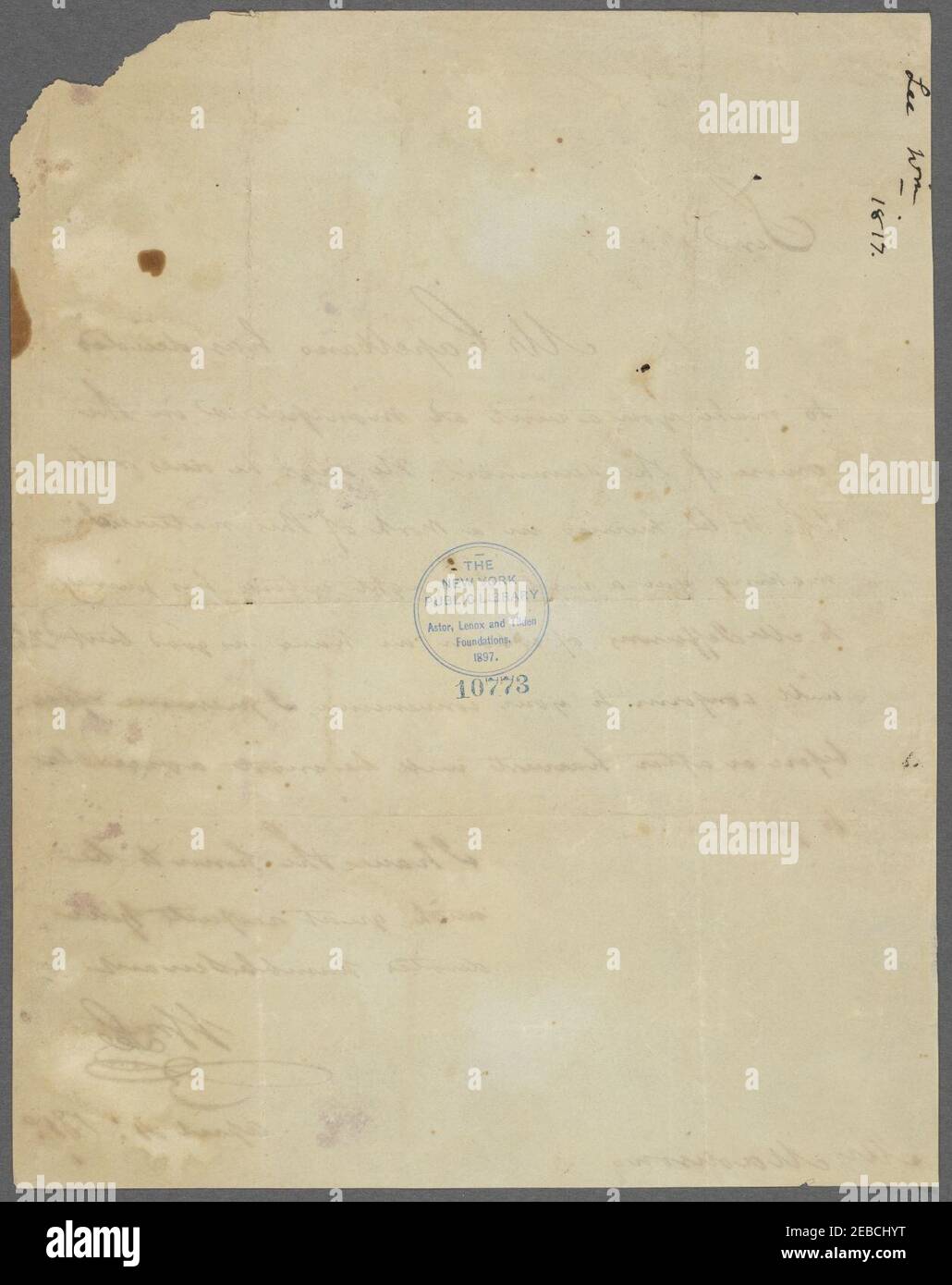 Letter from William Lee Stock Photo - Alamy