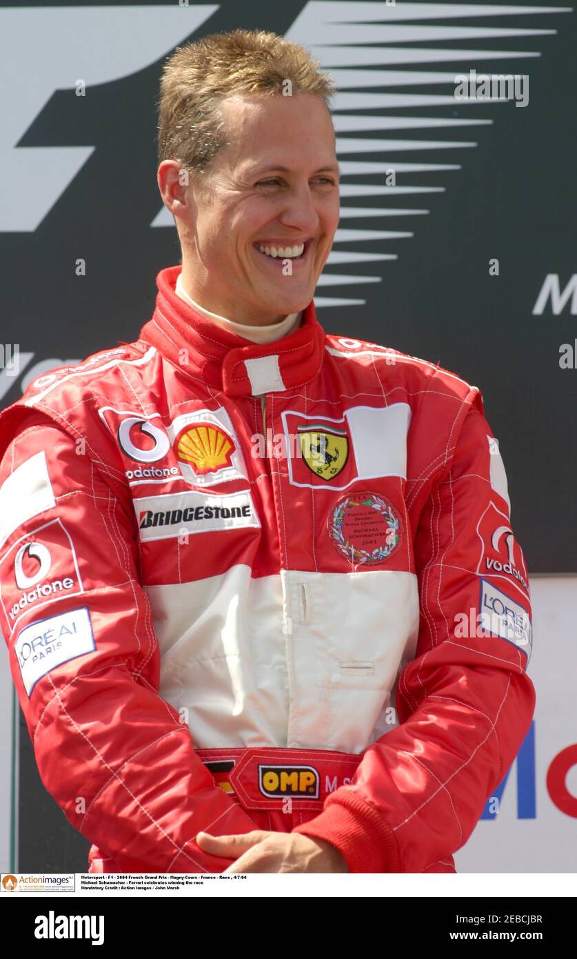 Michael schumacher celebrates winning the french grand prix hi-res ...