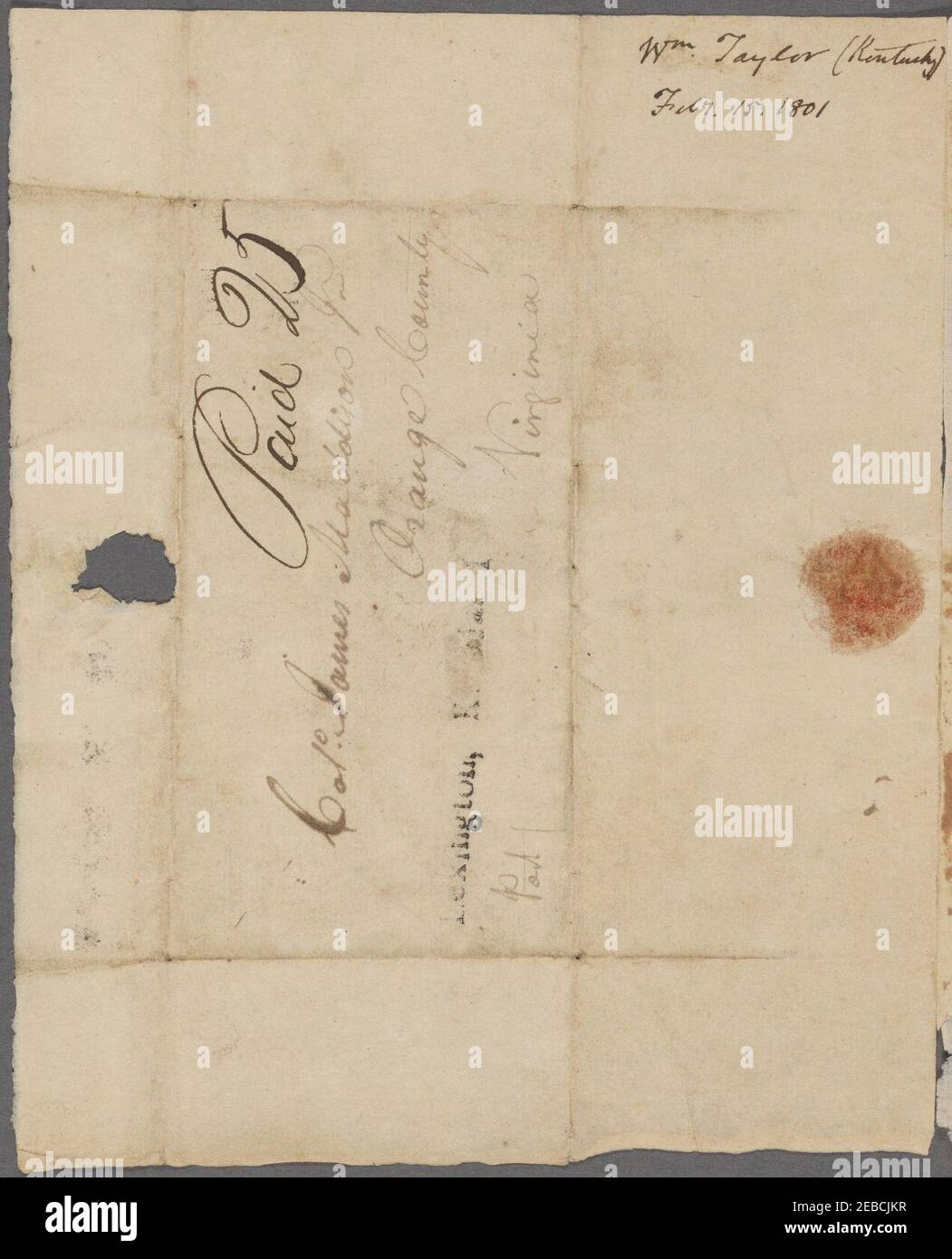Letter from William Taylor, Jr Stock Photo - Alamy