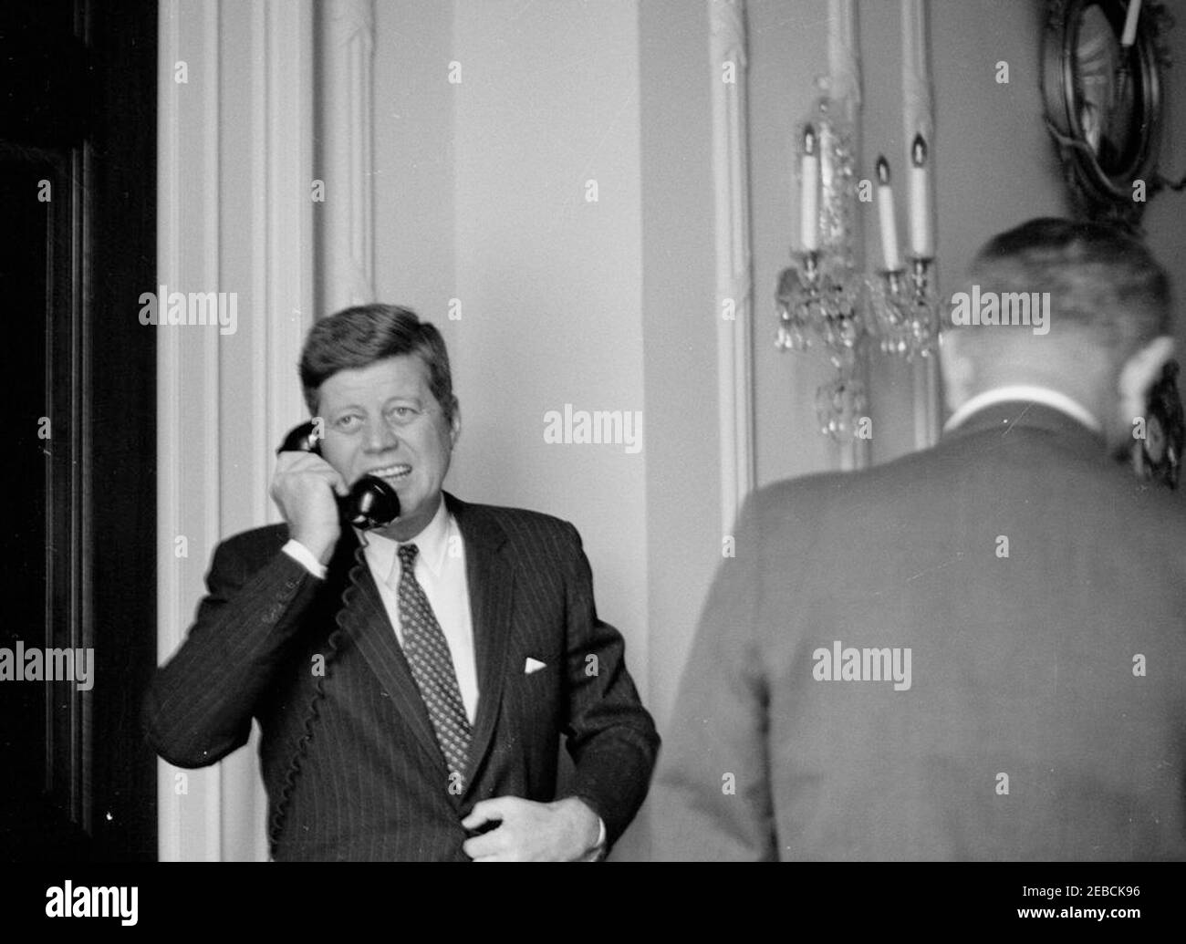 President Kennedy views the lift-off of the 1st US Manned Orbital ...