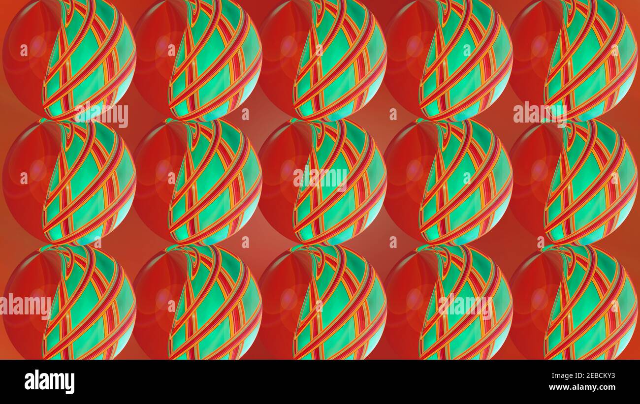 Abstract red background with green spheres. 3d image Stock Photo - Alamy