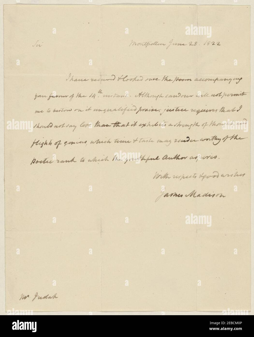 Letter to Samuel B.H. Judah Stock Photo - Alamy