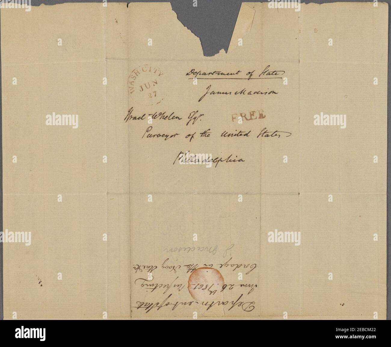 Letter to Israel Whelen, Esq Stock Photo - Alamy