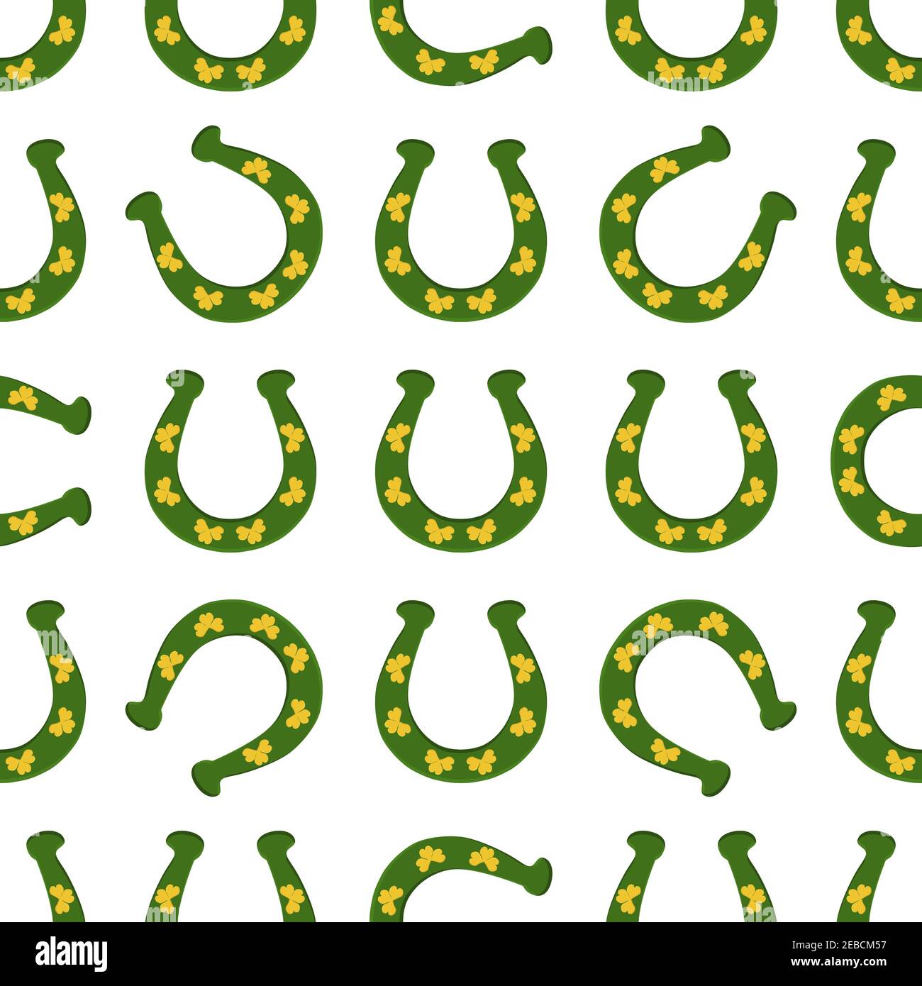 Illustration on theme Irish holiday St Patrick day, seamless horseshoes ...