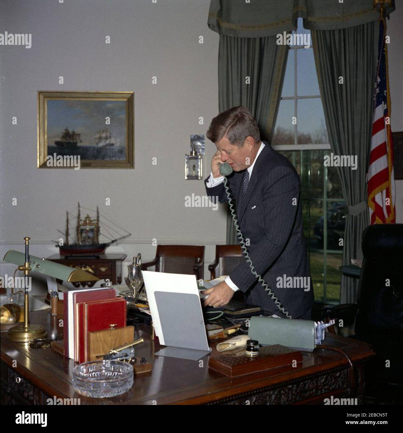 President Kennedy talks to Astronaut John Herschel Glenn, Jr., after ...