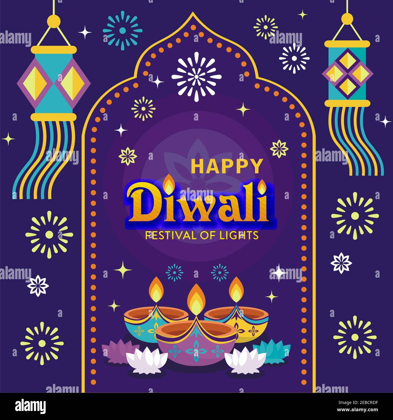 Postcard background for the Indian Festival of Lights, Diwali Stock ...