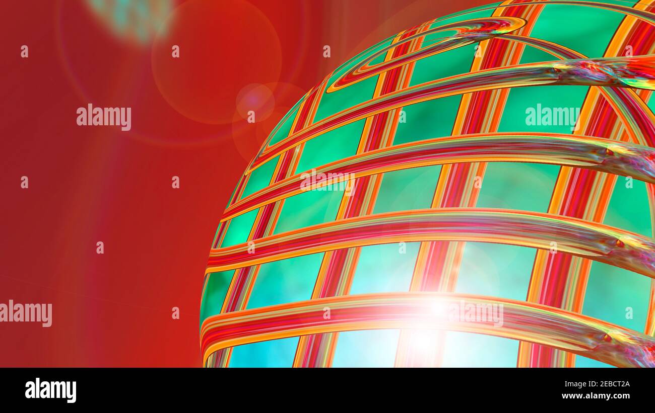 Abstract red background with green spheres. 3d image Stock Photo - Alamy