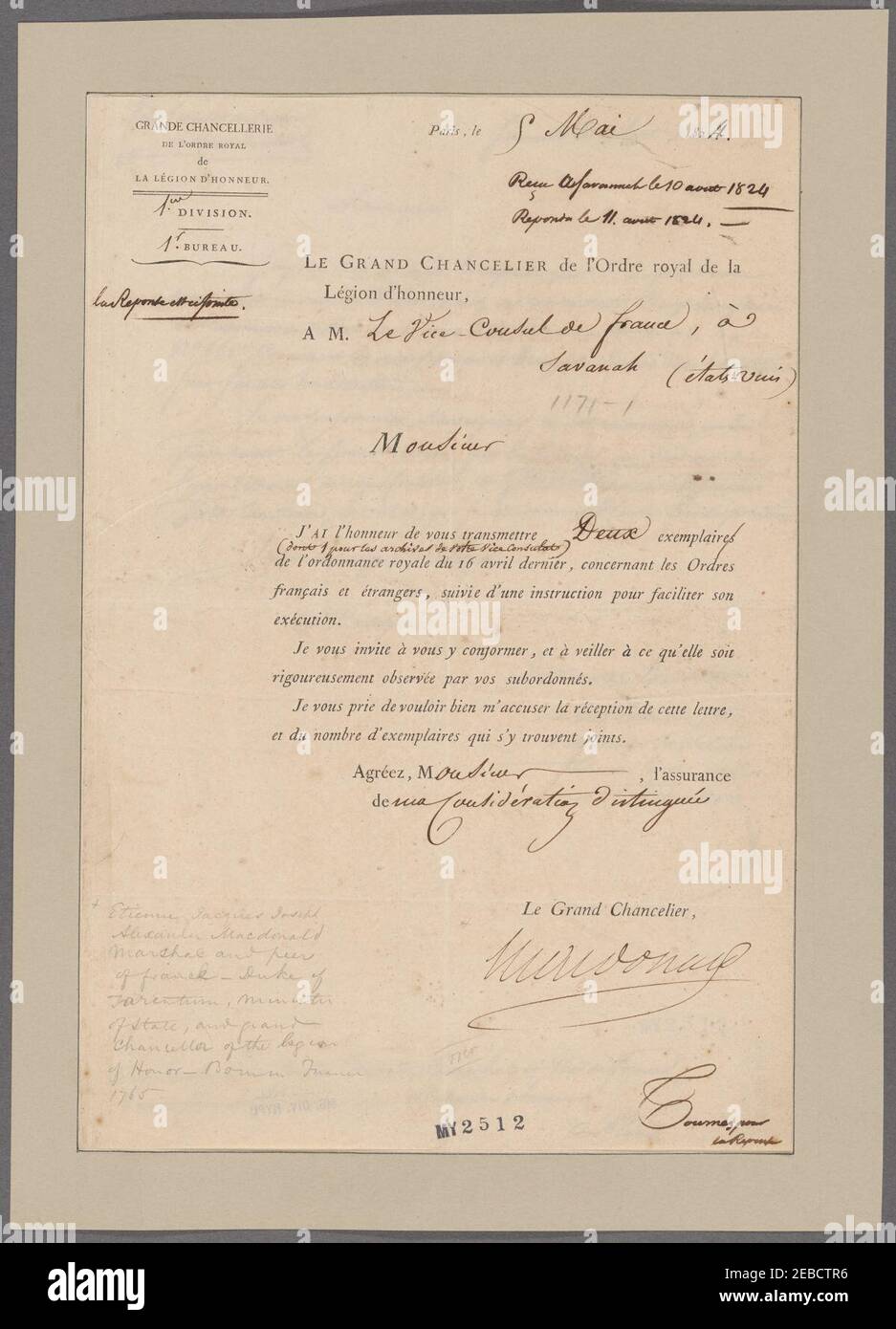 Macdonald, Etienne Jacques Joseph Alexandre. To M. Le Vice-consul de ...