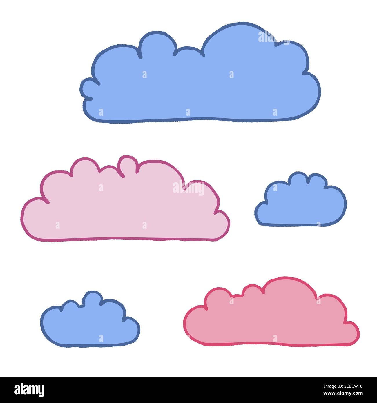 Hand drawn isolated clouds vector set. Simple cartoon style clouds ...
