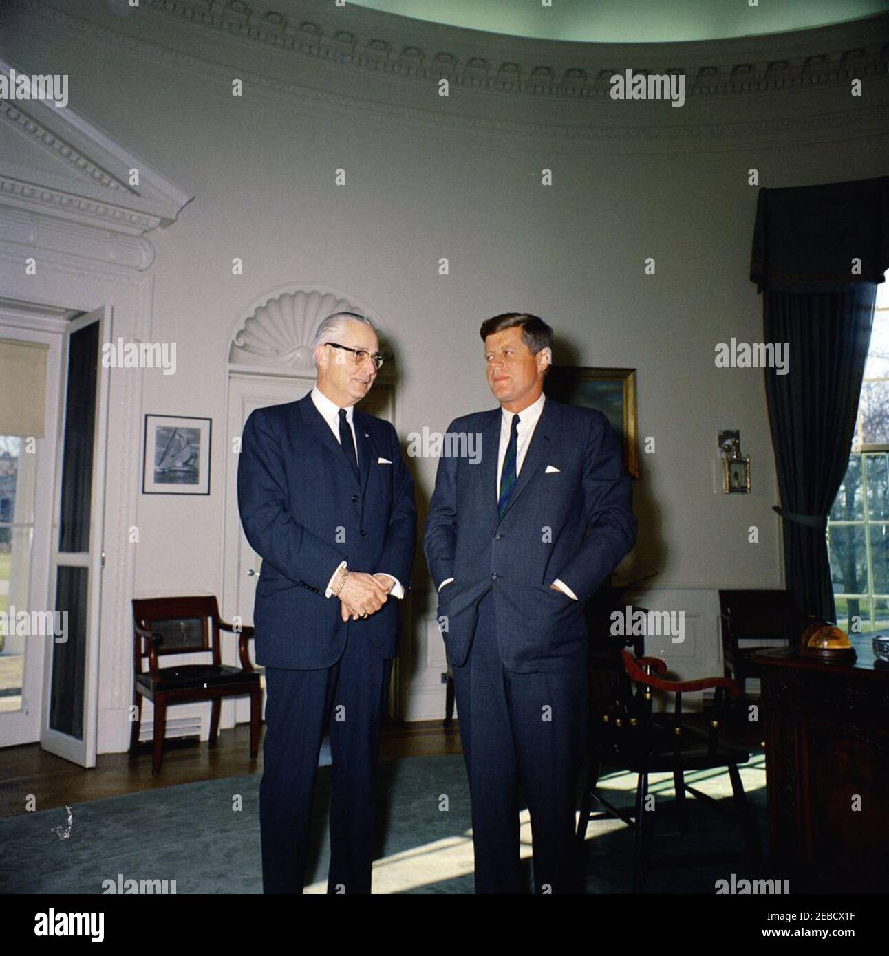 Meeting with Fred Korth, Secretary of the Navy, 12:05PM. President John ...