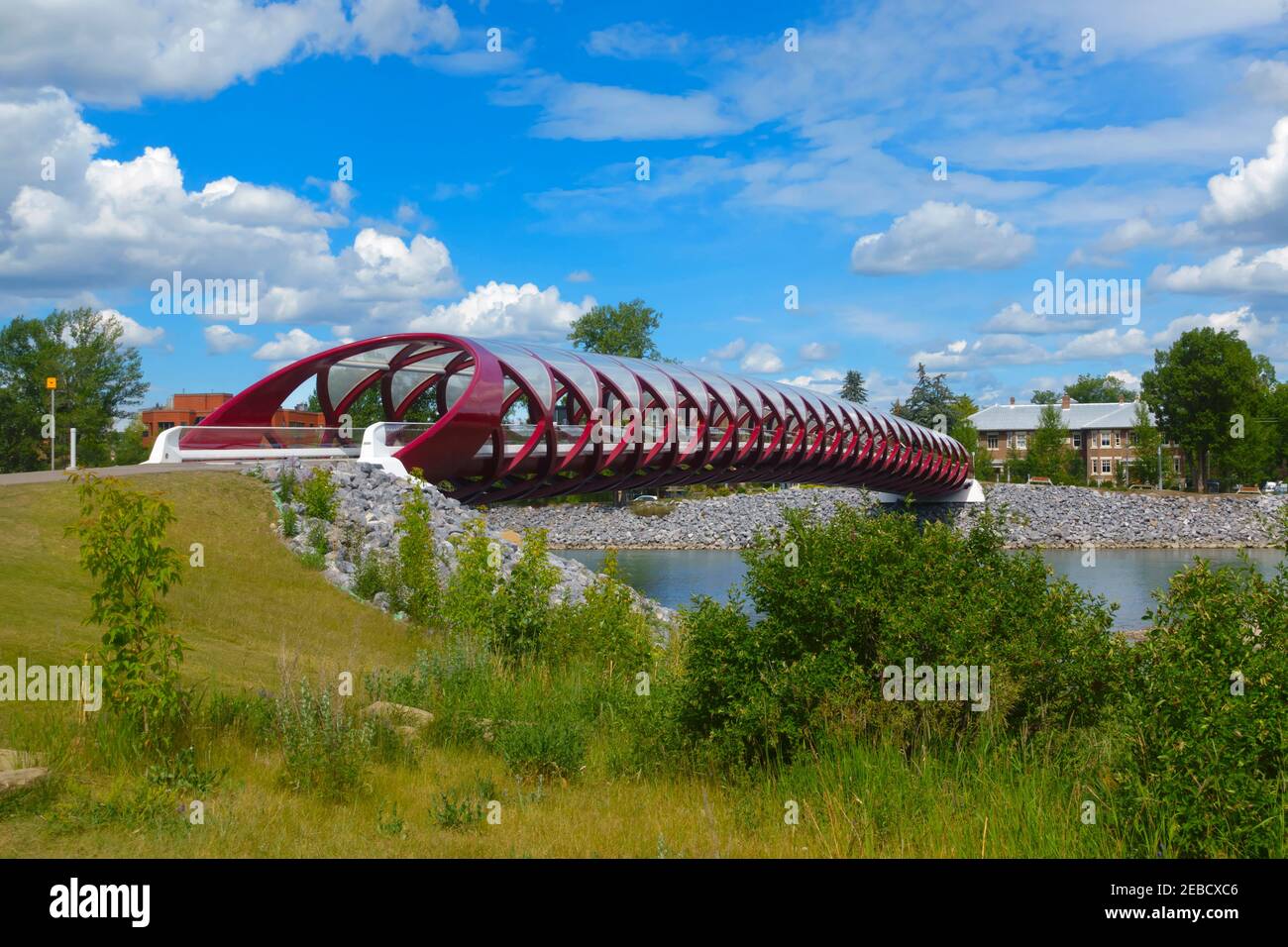 Peace Bridge, Calgary, Alberta, Canada. A pedestrian and cyclist bridge ...