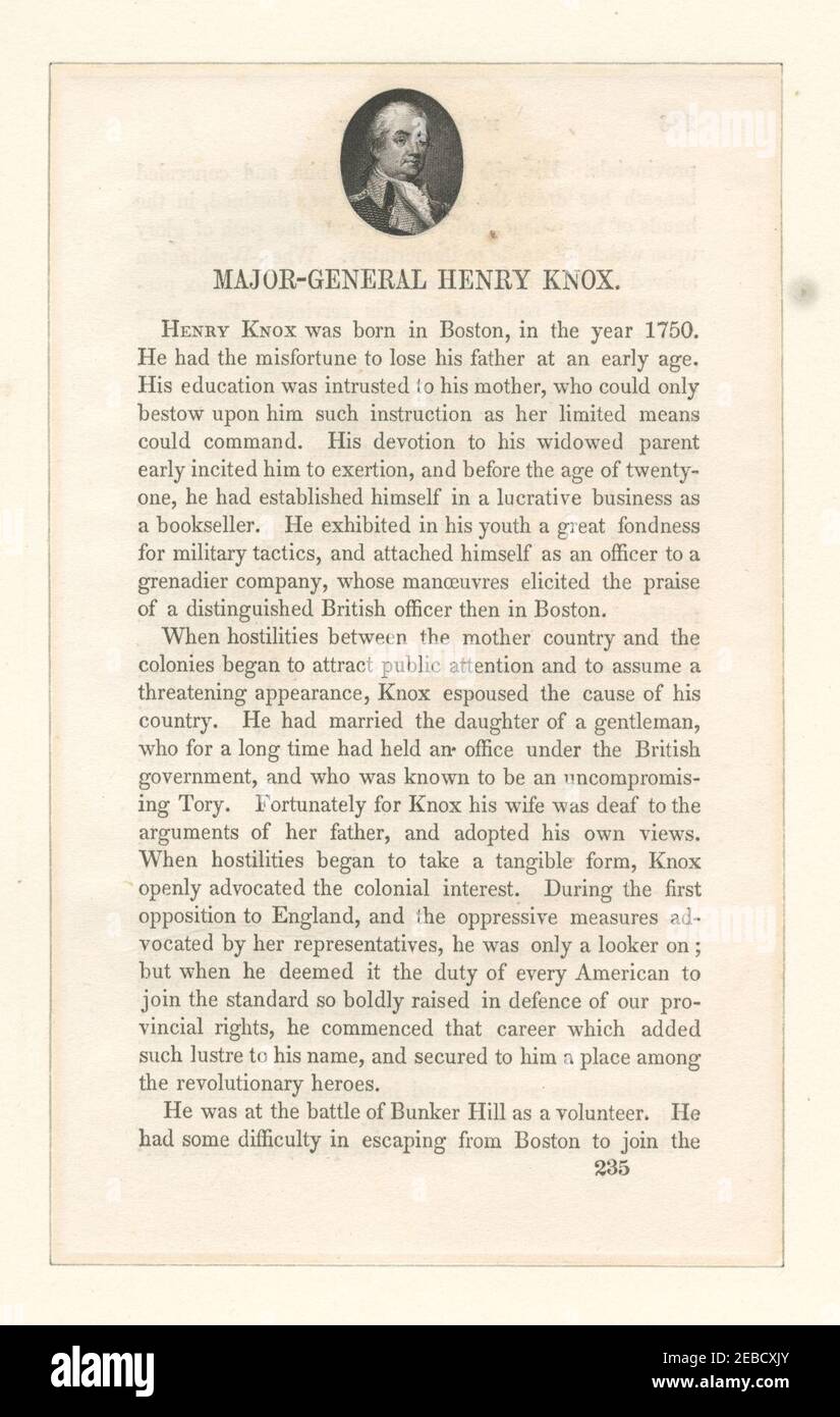 Major-General Henry Knox Stock Photo - Alamy