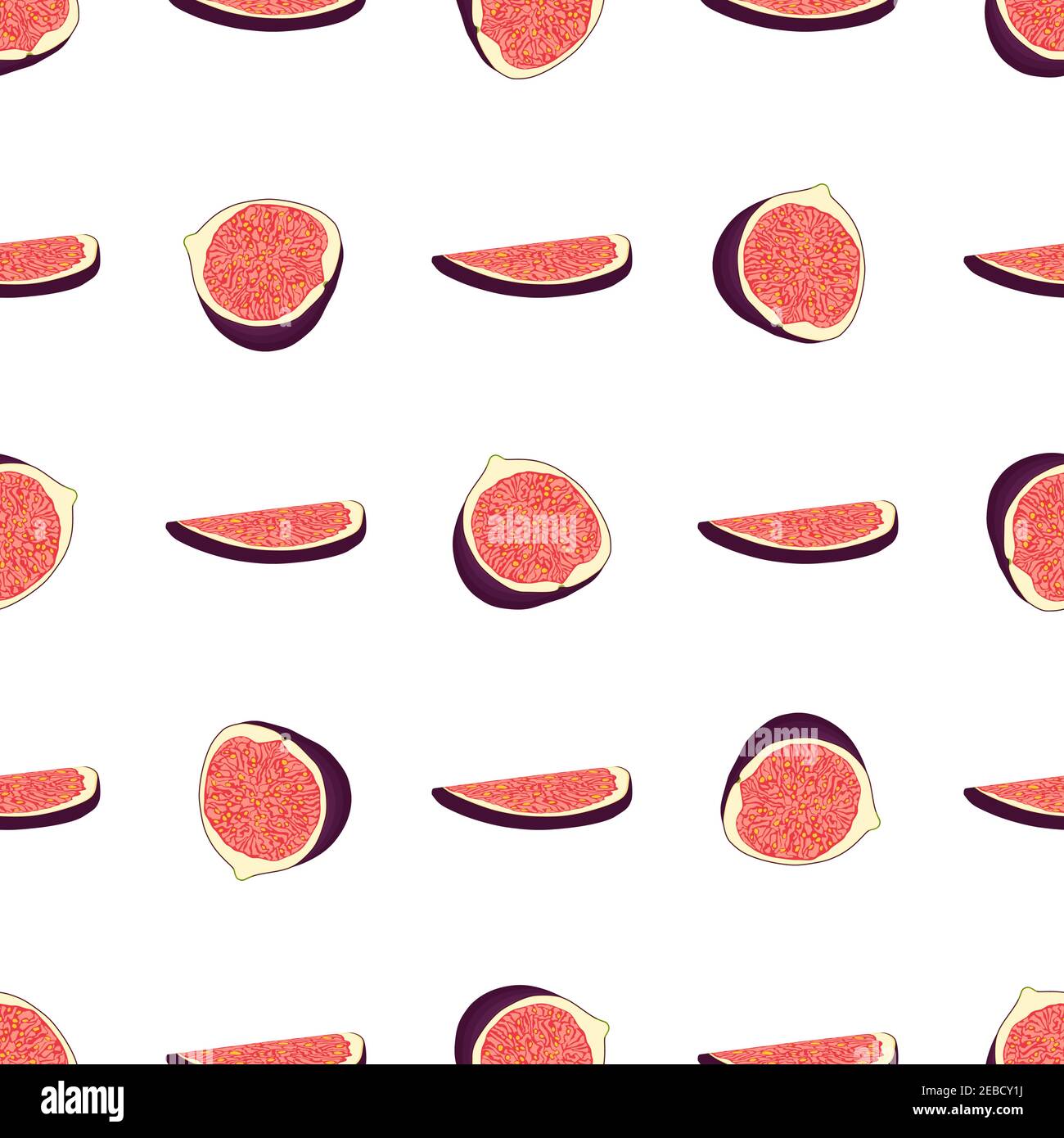 Illustration on theme big colored seamless purple fig, bright fruit pattern for seal. Fruit ...