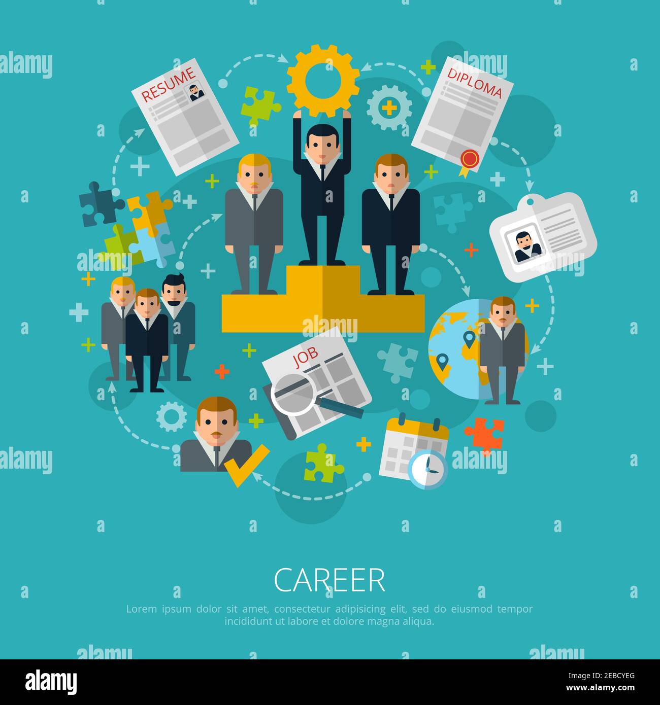 Human resources business career infographic elements schema poster with ...