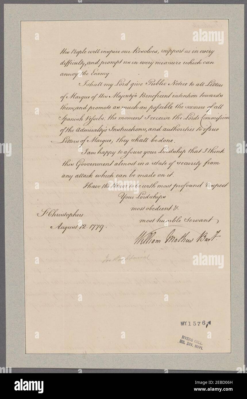 Mathew, William. St. Chris. To Lord George Germain Stock Photo - Alamy