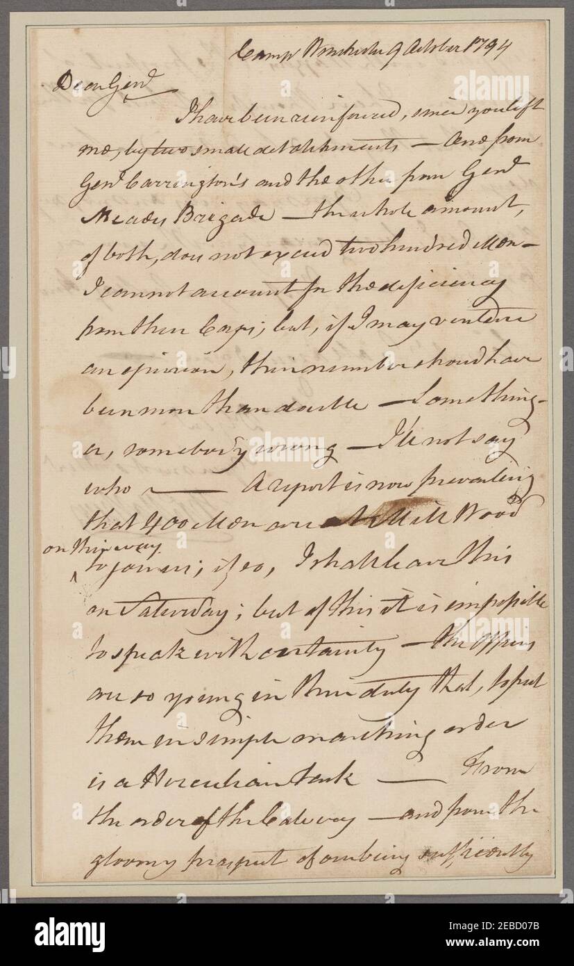 Mathews, Thomas. Camp Winchester. To General Morgan Stock Photo - Alamy