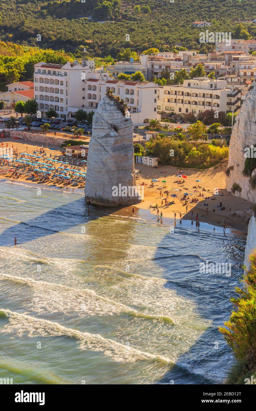 Gargano coast: bay of Vieste,(Apulia) ITALY. Castello beach:it is ...