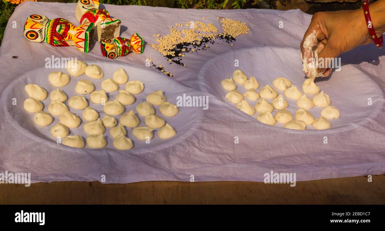 Bengali sun-dried handmade dumplings or bori made of red lentil and ...