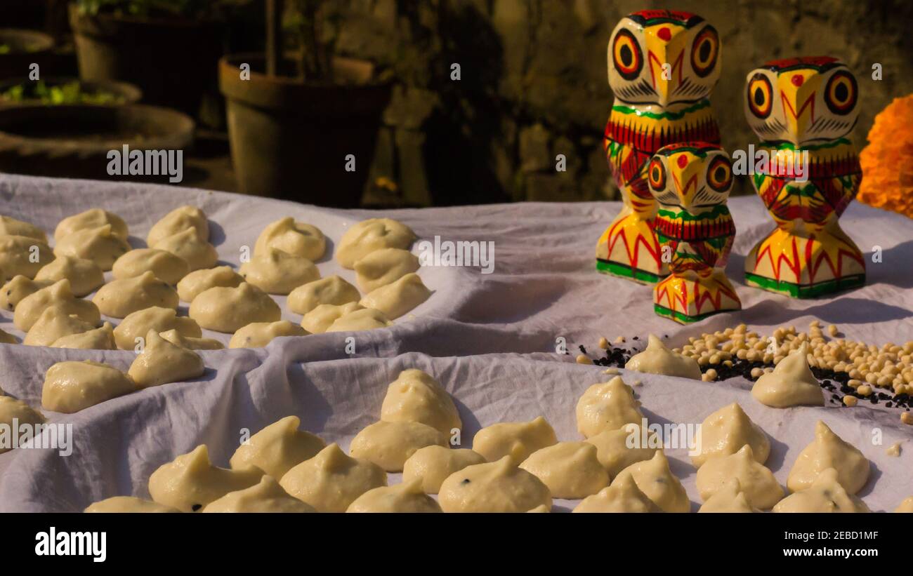 Bengali sun-dried dumplings or bori made of red lentil and black gram ...