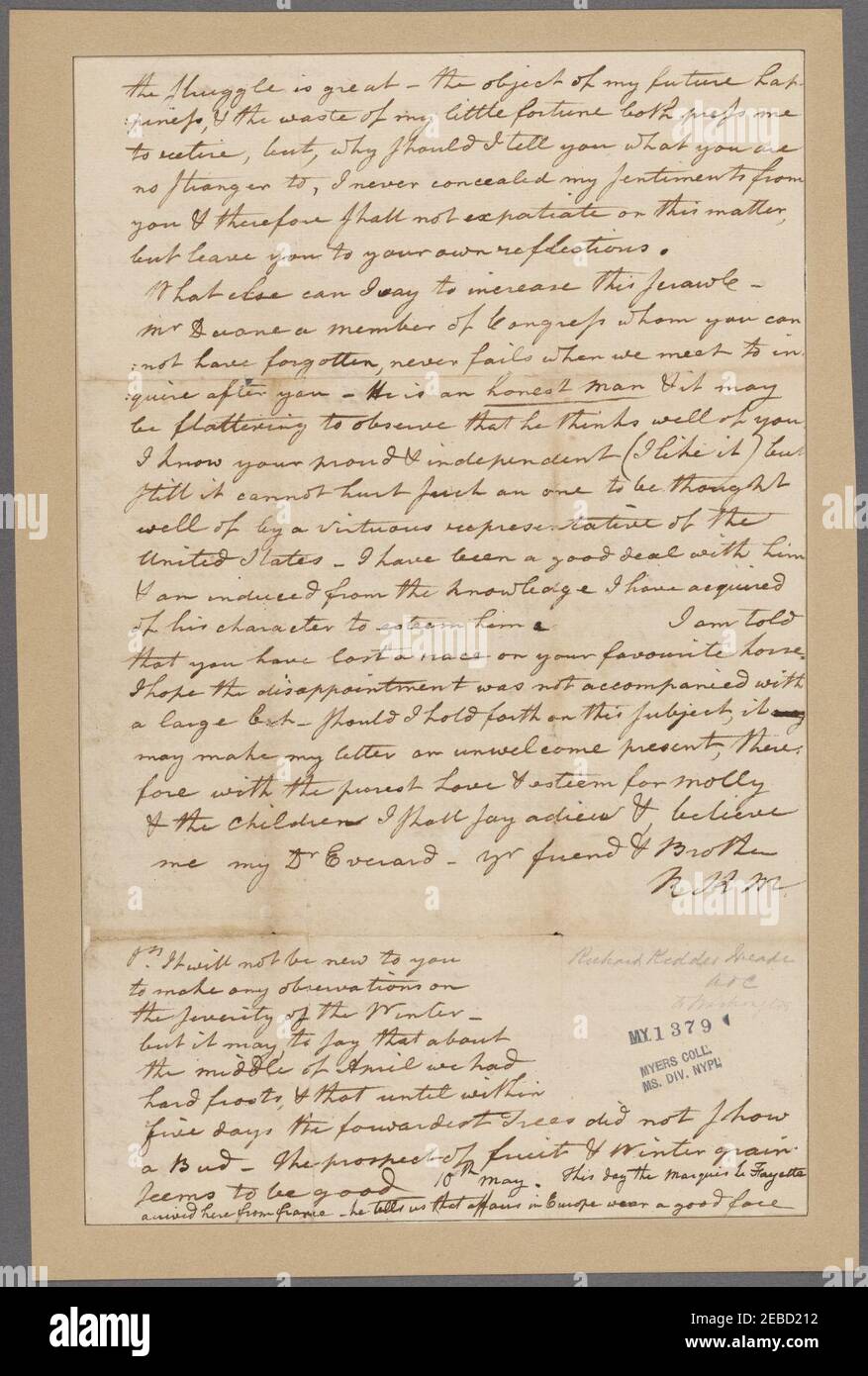 Meade, Richard Kidder. Morristown. To Dr. Everard Stock Photo - Alamy