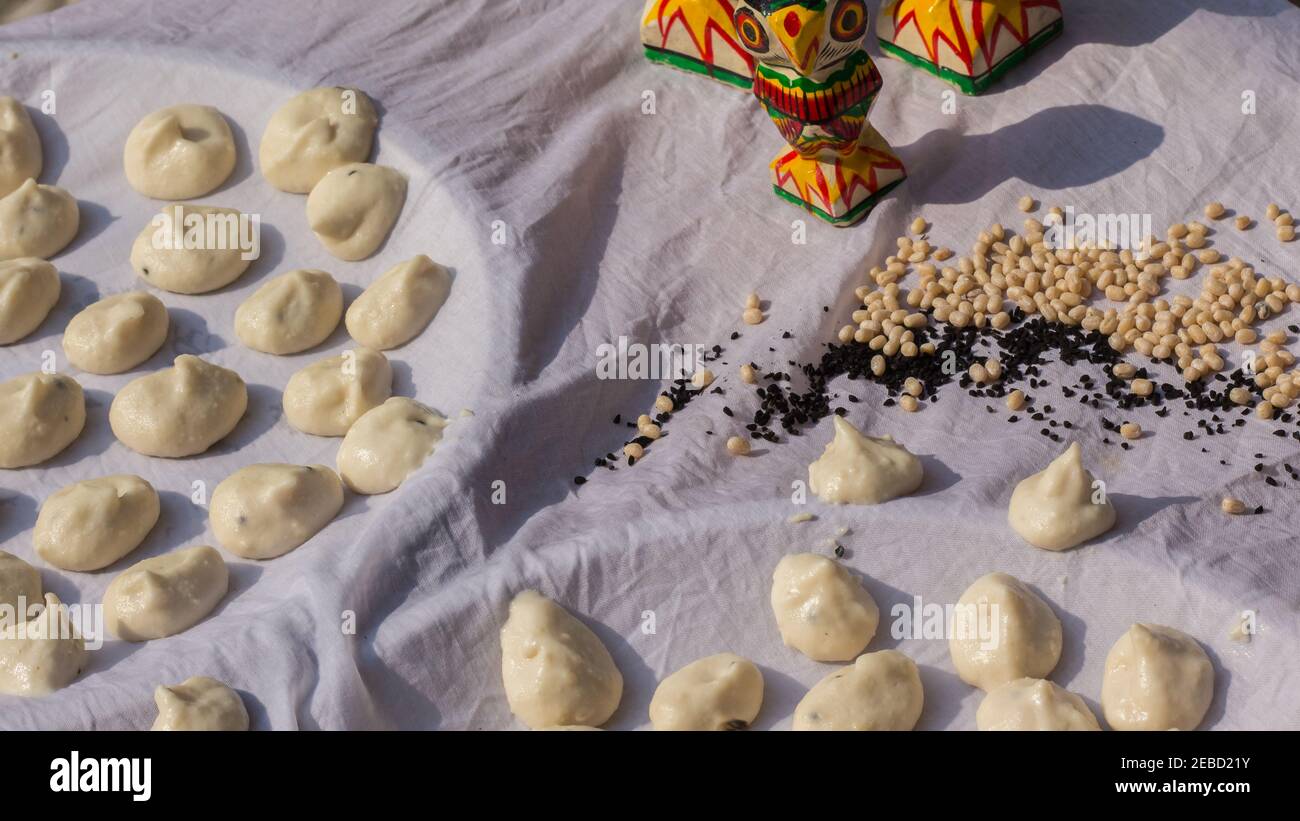 Bengali sun-dried dumplings or bori made of red lentil and black gram ...