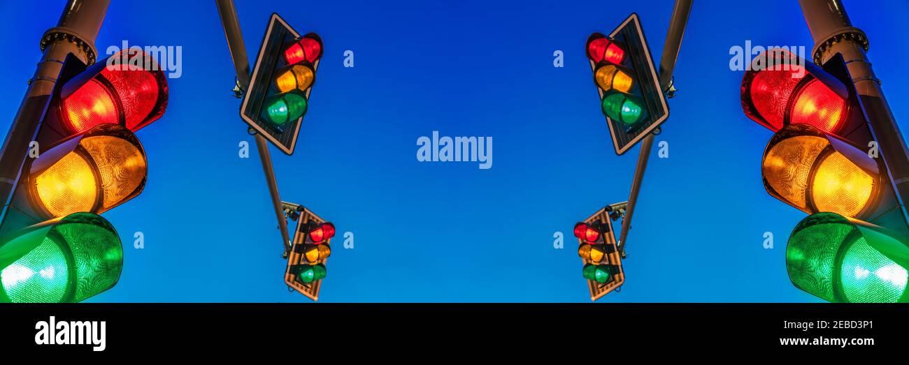 Traffic lights over urban intersection Stock Photo - Alamy