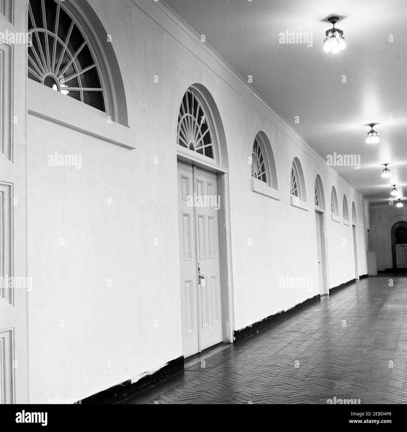White House Rooms: East Wing Corridor, Grand Staircase. Corridor in the ...