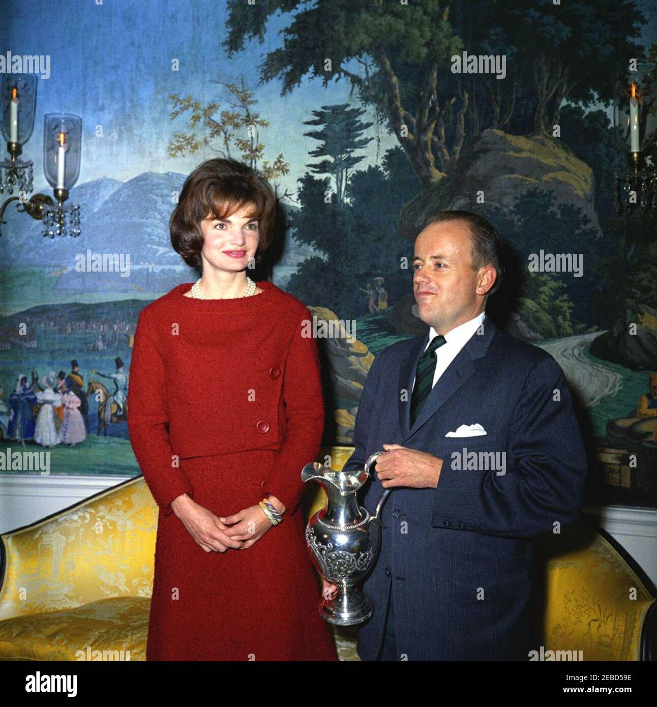 Presentation of a silver pitcher for the White House to First Lady ...