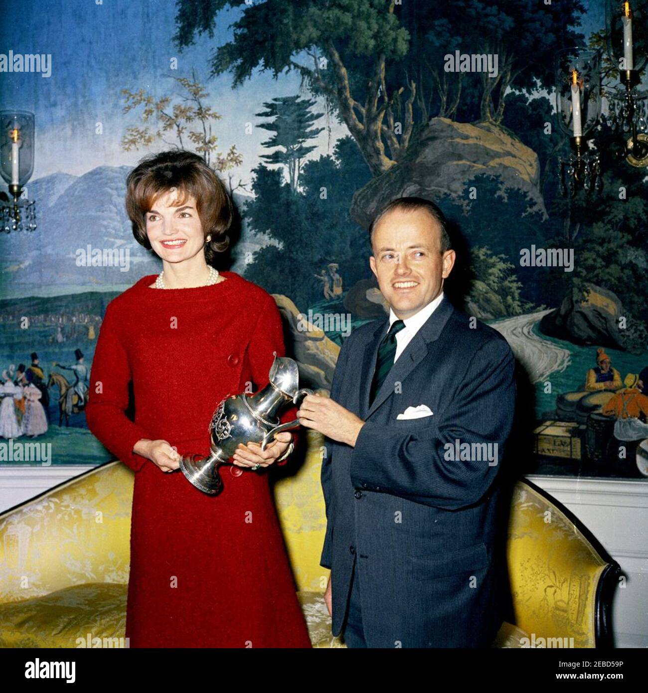 Presentation of a silver pitcher for the White House to First Lady ...