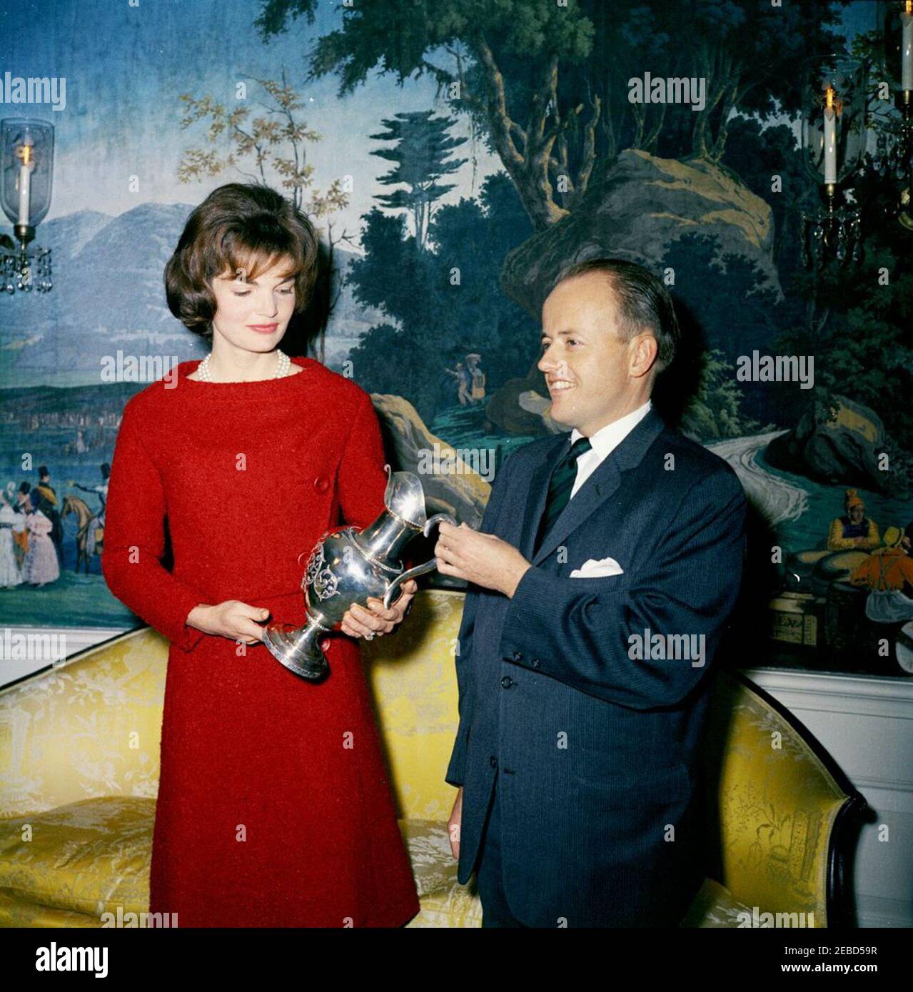 Presentation of a silver pitcher for the White House to First Lady ...