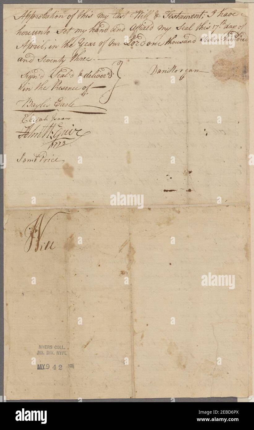 Morgan, Daniel. Last will and testament Stock Photo - Alamy