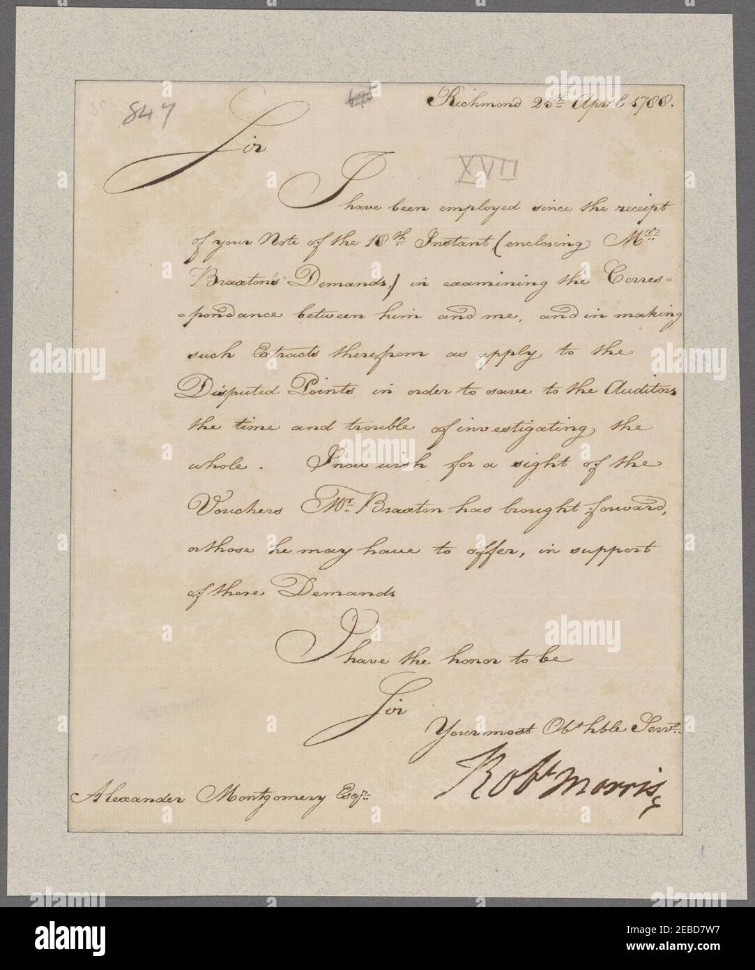 Morris, Robert. Richmond. To Alexander Montgomery Stock Photo - Alamy