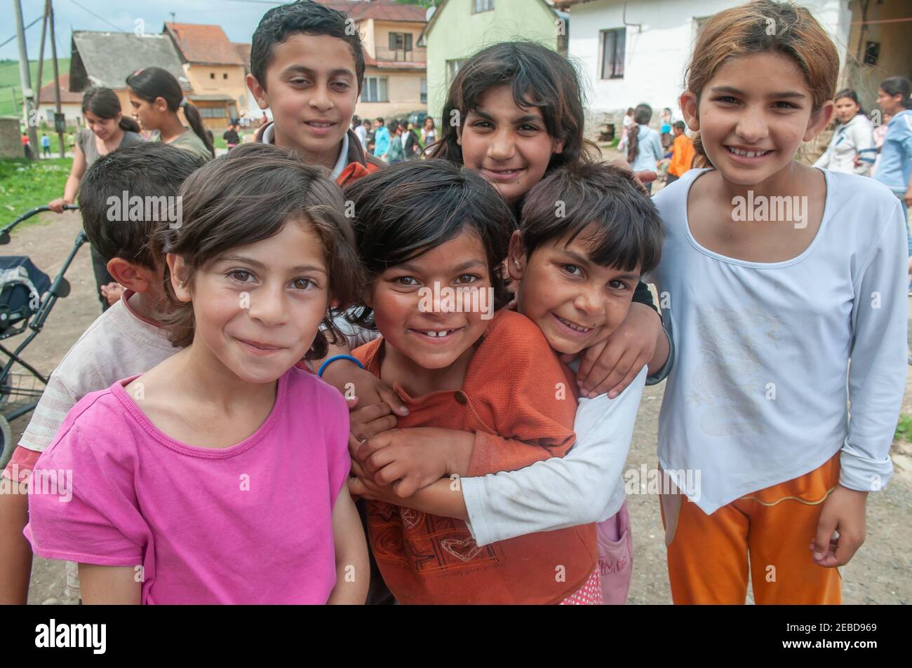5-16-2018. Lomnicka, Slovakia. A close-up of a Roma or Gypsy smiling ...